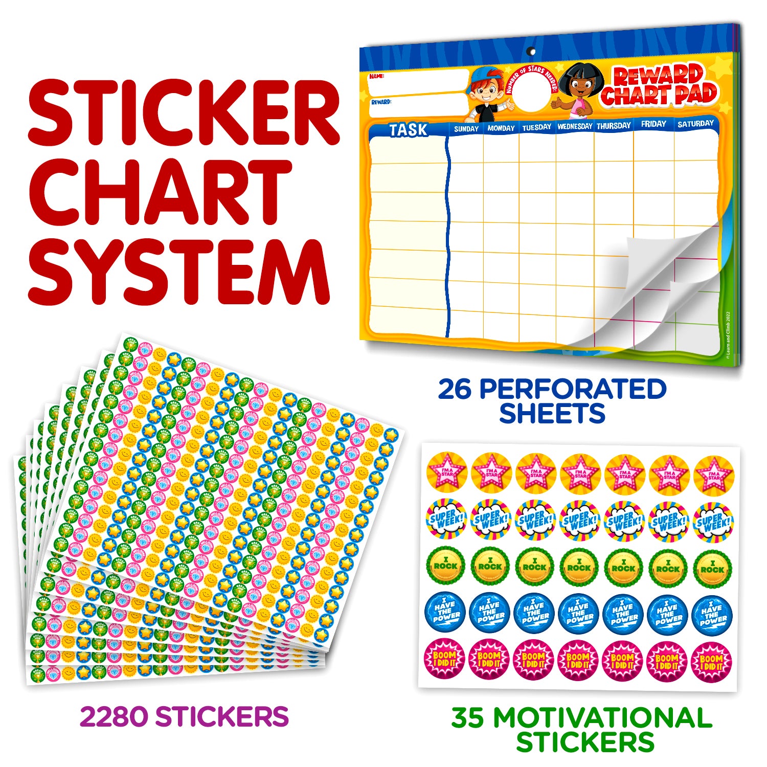 Behavior Reward Chart System - Pad with 26 Chore Charts for Kids, 2800 ...